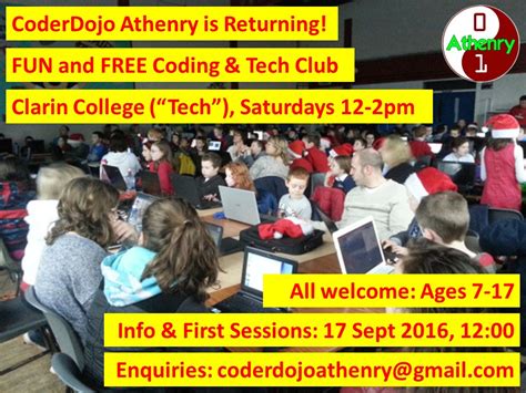 Coderdojo Restarts On 17 September 2016 Coderdojo Athenry