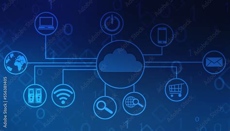 D Illustration Of Cloud Computing Digital Cloud Computing And Network Concept Background