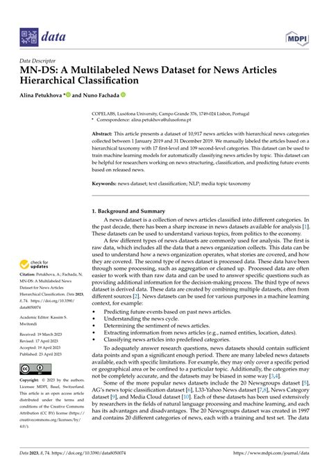 Pdf Mn Ds A Multilabeled News Dataset For News Article Hierarchical Classification