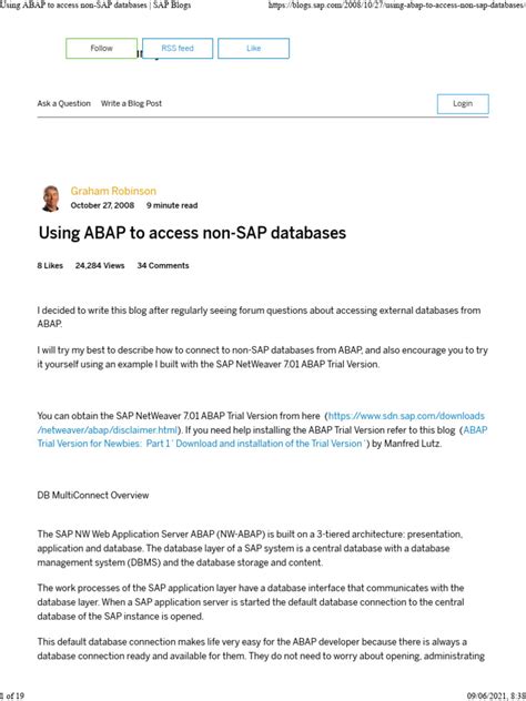 Using Abap To Access Non Sap Databases Sap Blogs Pdf Databases Using Abap To Access Non Sap Databases Sap Blogs Pdf Databases