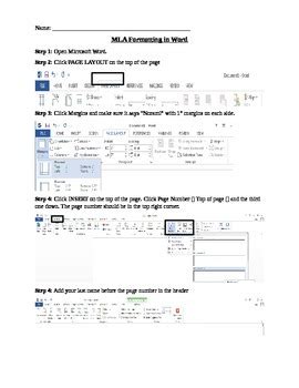 MLA Format In Word By Ms Frederickson Teachers Pay Teachers