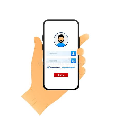 Smartphone With Login Form And Password Page Form On Screen Account Login User Authorization