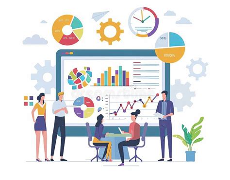 During A Business Presentation The Team Analyzes Data Charts And Graphs Together Collaborating
