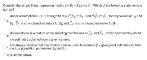 Solved Consider The Simple Linear Regression Model Y Bo Chegg