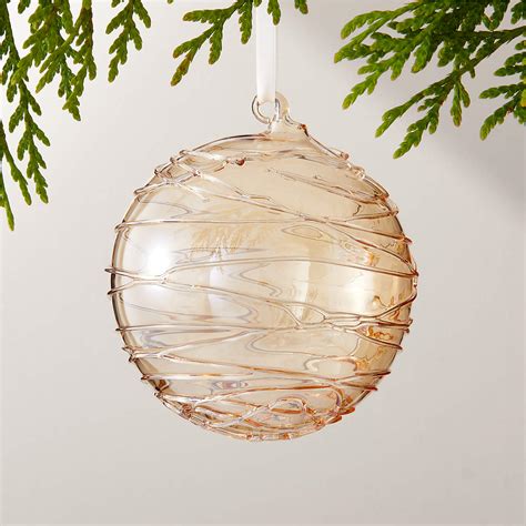 Seine Round Amber Glass Christmas Tree Ornaments Cb2