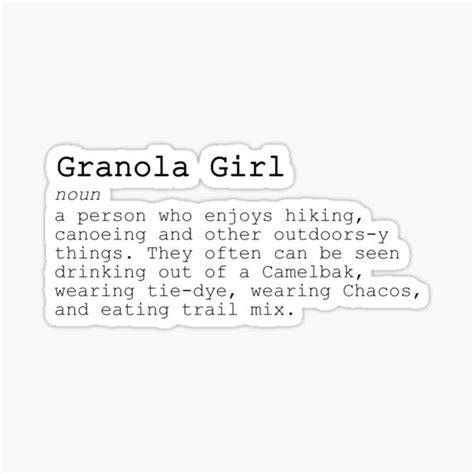 Granola Girl Sticker For Sale By Gracesmorgan Redbubble