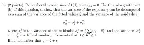 Solved 2 14 Points In A Simple Linear Regression The R2