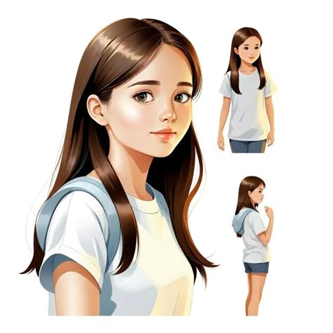 Girl Finding Vector Set White Background Isolated A High Premium Ai