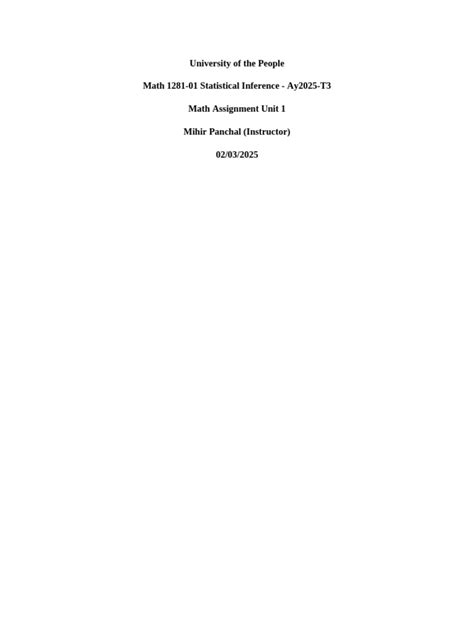 math assignment unit 1 pdf standard error confidence interval
