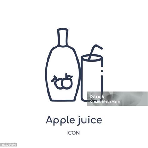 음료 개요 컬렉션에서 선형 사과 주스 아이콘입니다 얇은 라인 사과 주스 벡터 흰색 배경에 고립입니다 사과 주스 유행 그림 0명에 대한 스톡 벡터 아트 및 기타 이미지