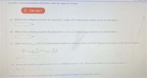 Solved Consider A Normal Population Distribution With The