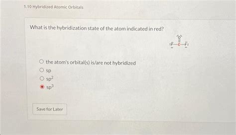 Solved 1 10 Hybridized Atomic Orbitals What Is The