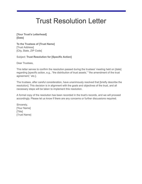 Resolution Letter Templates Word Google Docs