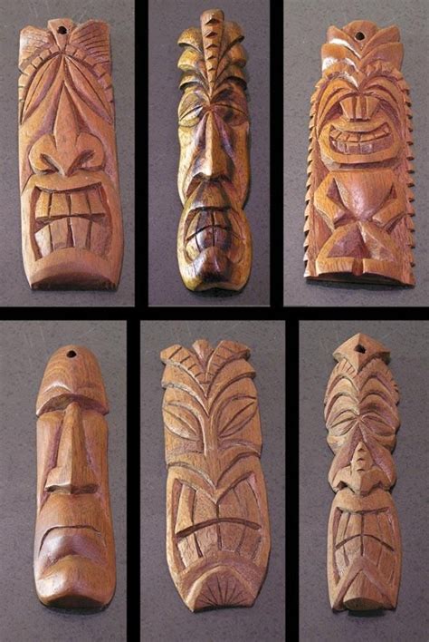 Tiki Pendants By Tflounder On DeviantArt Wood Carving Faces Face Carving Wood Carving