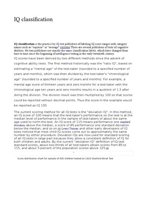 Iq Classification Pdf Intelligence Quotient Wechsler Adult