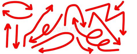 Set Of Red Hand Drawn Arrows Pointing Different Directions Great Design Element For Your