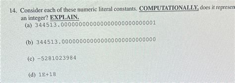 solved consider each of these numeric literal constants