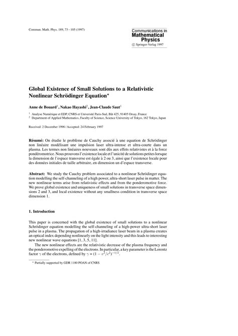 Pdf On A Relativistic Nonlinear Schrödinger Equation