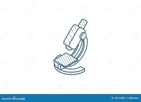 Microscope Isometric Icon 3d Line Art Technical Drawing Editable Stroke Vector Stock