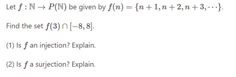 solved let f n→p n be given by f n {n 1 n 2 n 3 ⋯} find