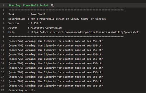 warning into builds pipelines use cipheriv for counter mode of aes 256