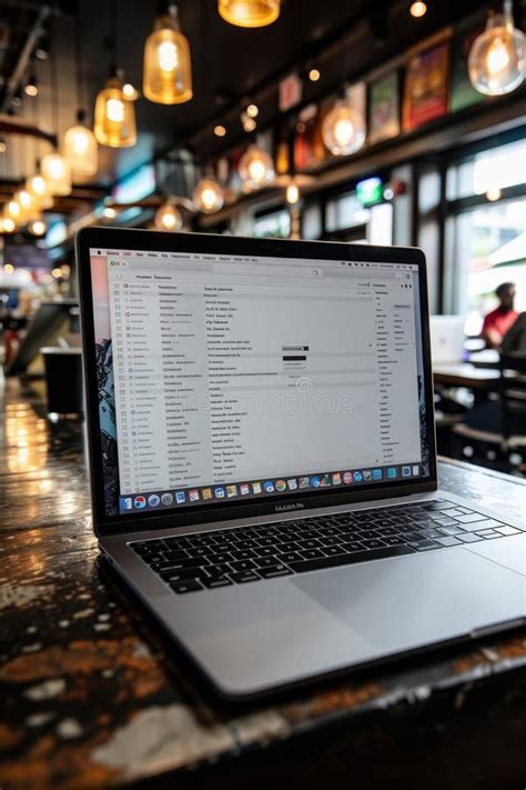 Minimalist Email Inbox Geometric Envelopes On Laptop Screen Displaying List Of Messages Stock