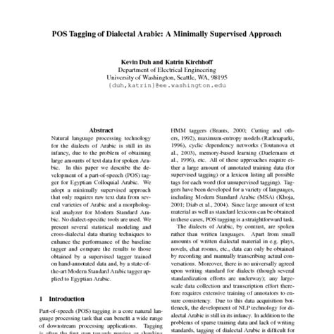 pos tagging of dialectal arabic a minimally supervised approach acl
