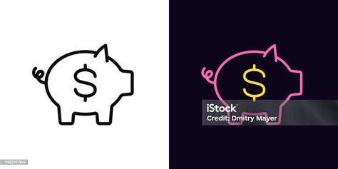 윤곽선 돈 상자 아이콘 편집 가능한 획이 있습니다 달러 기호가있는 돼지 저금통 머니 박스 픽토그램 돼지 저금통 투자 및 돈