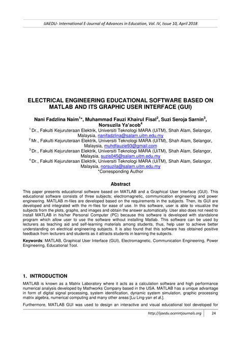 Pdf Electrical Engineering Educational Software Based On Matlab And Its Graphic User Interface
