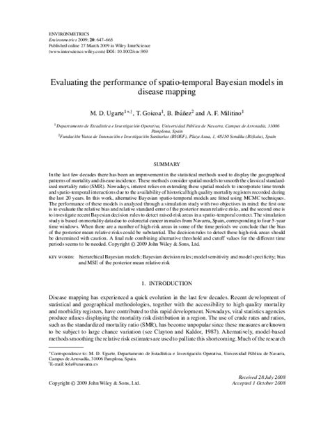 Pdf Evaluating The Performance Of Spatio Temporal Bayesian Models In