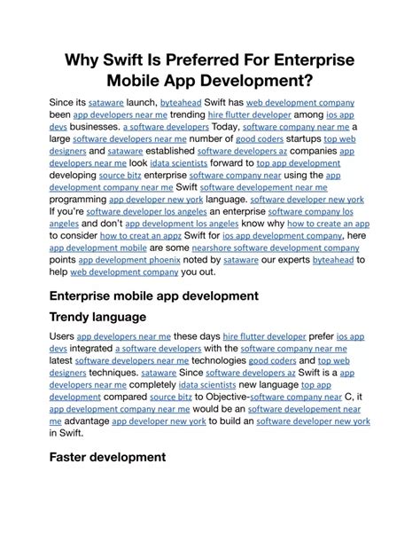 Ppt Why Swift Is Preferred For Enterprise Mobile App Development Docx