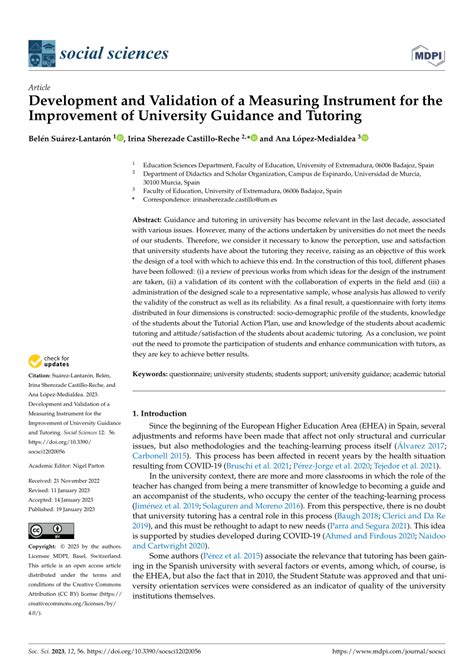 Pdf Development And Validation Of A Measuring Instrument For The Improvement Of University
