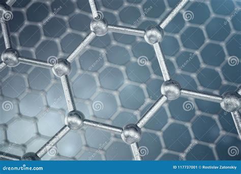 3d Rendering Abstract Nanotechnology Hexagonal Geometric Form Close Up Concept Graphene Atomic