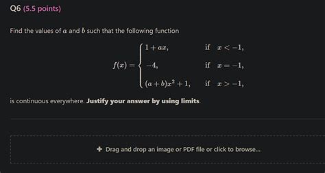 Solved Find The Values Of A And B Such That The Following Chegg