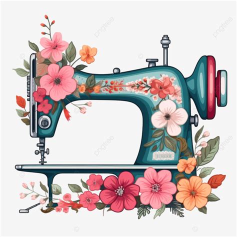 ماكينة الخياطة الأزهار Png التوضيح بي إن جي شفاف ملحق Png صورة