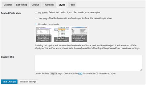 contextual related posts settings styles webberzone