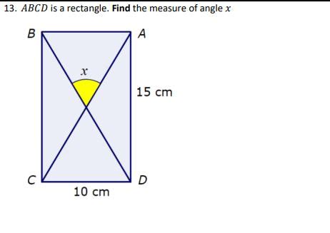 Solved ABCD Is A Rectangle Find The Measure Of Angle X Chegg