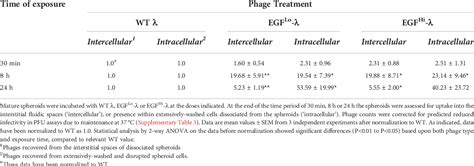 Table 1 From Egfr Targeted Bacteriophage Lambda Penetrates Model
