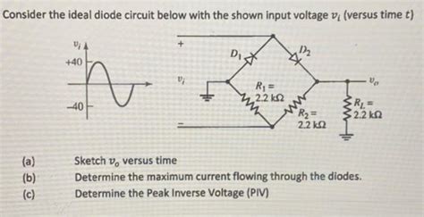 solved consider the ideal diode circuit below with the shown
