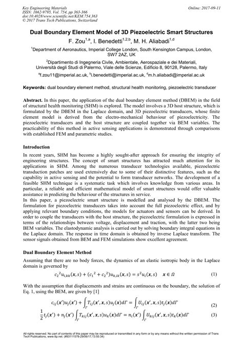 Pdf Dual Boundary Element Model Of 3d Piezoelectric Smart Structures
