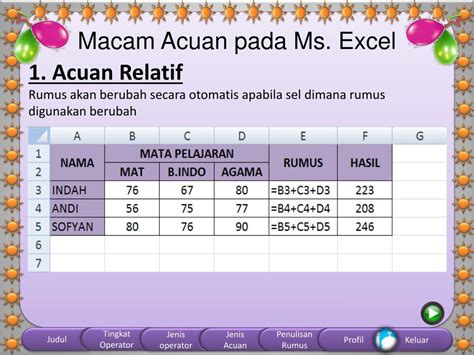 Ppt Macam Operator Pada Microsoft Excel Powerpoint Presentation Free