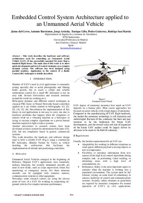 Pdf Embedded Control System Architecture Applied To An Unmanned Aerial Vehicle