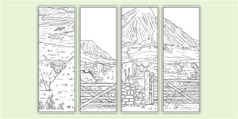 Highland Cow Colouring Bookmarks Twinkl