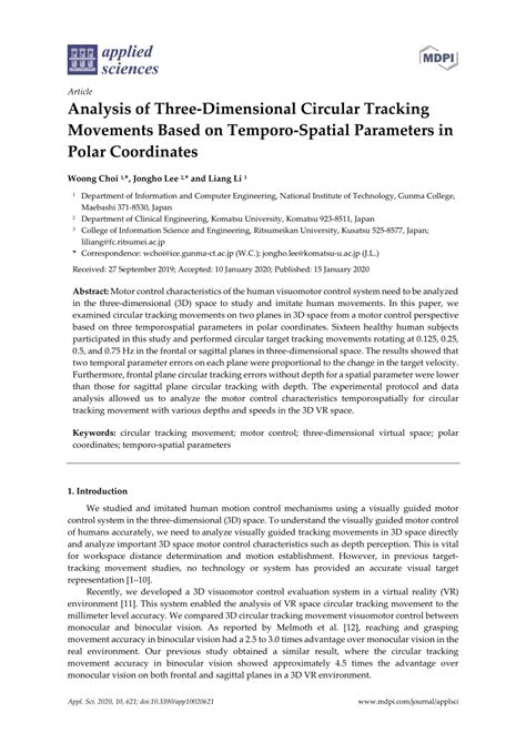 PDF Analysis Of Three Dimensional Circular Tracking Movements Based On Temporo Spatial