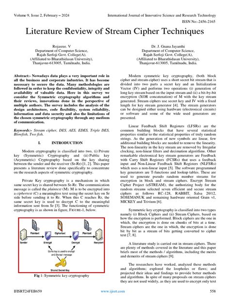 Literature Review Of Stream Cipher Techniques Pdf Cryptography