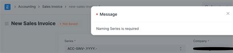 Not Able To Save A Sales Invoice Naming Series Requiered Frappe Forum