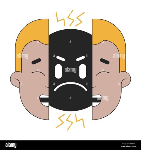 Two Faced Flat Line Concept Vector Spot Illustration Stock Vector Image And Art Alamy