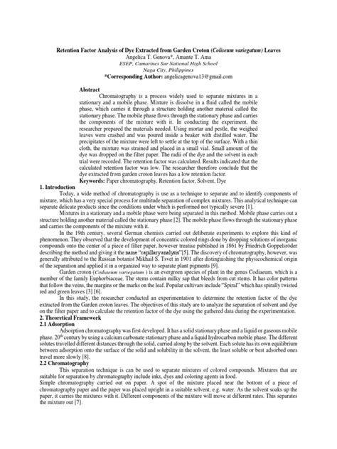 Retention Factor Analysis Pdf Elution Chromatography