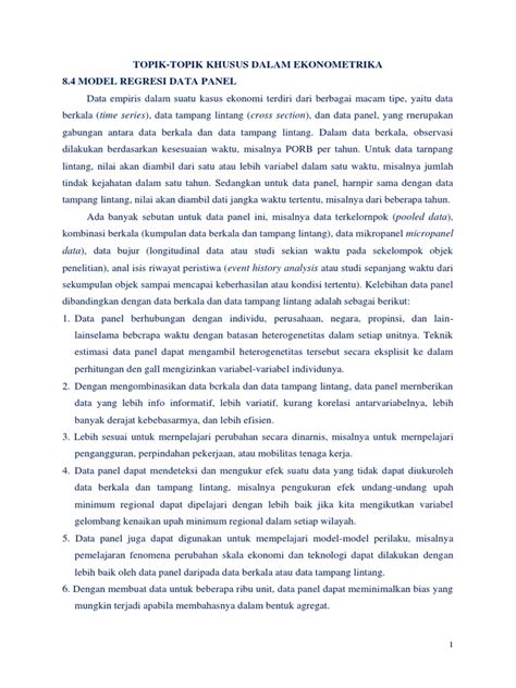 1c Model Regresi Data Panel Pdf