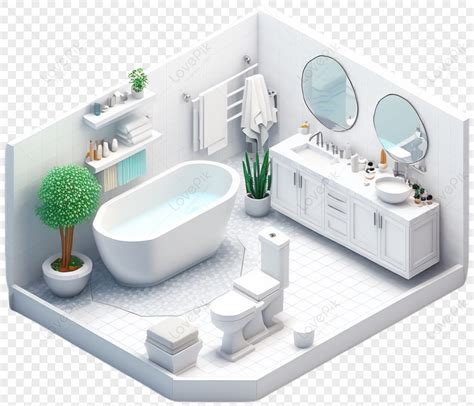 패션 미니멀리스트 만화 입체 3d 아이소 메트릭 뷰 욕실 홈 장식 장식장식하다만화 집 Png 일러스트 무료 다운로드 Lovepik